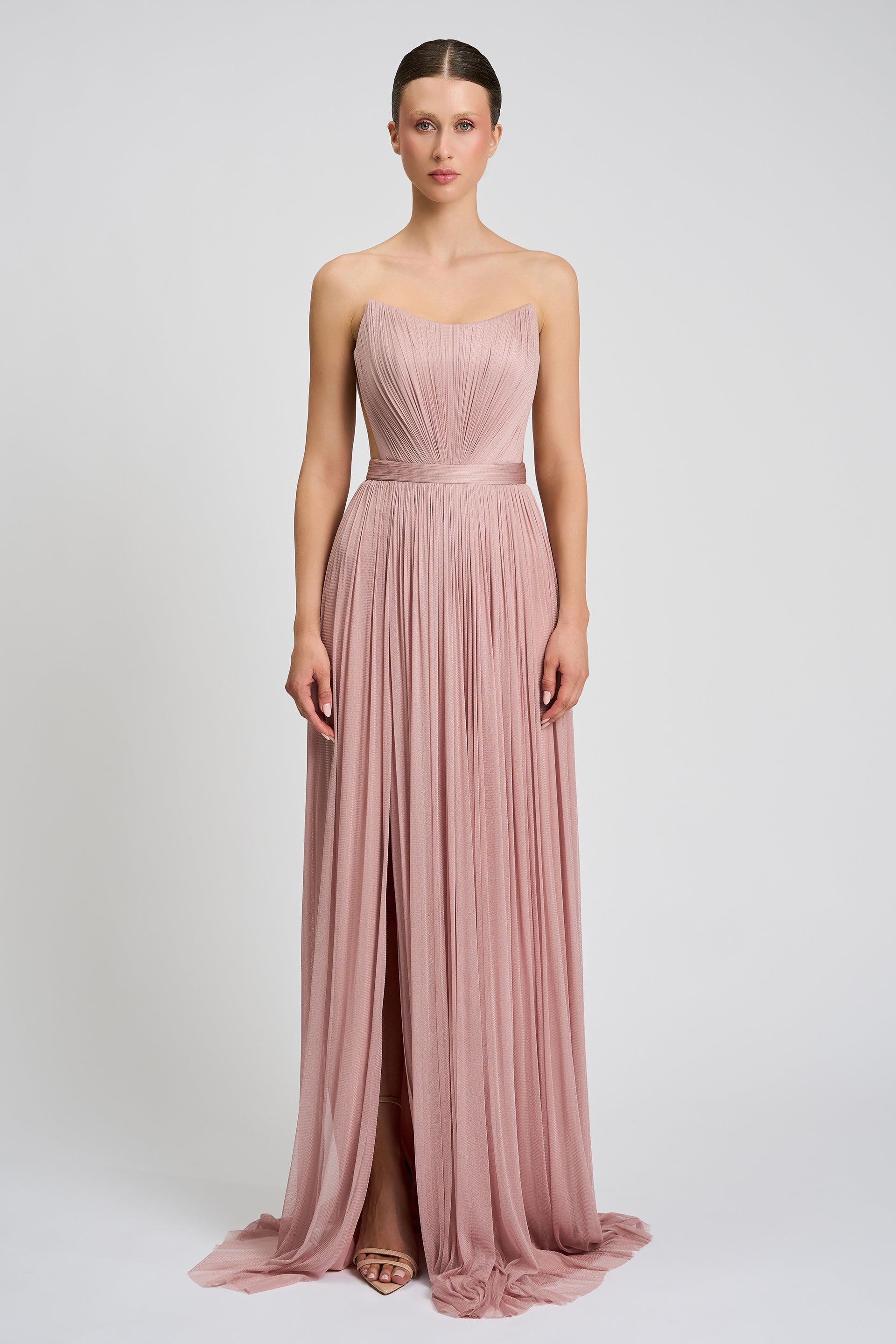 Rochie lunga realizata din tul de matase Estella CA126 – CRISTALLINI.ro